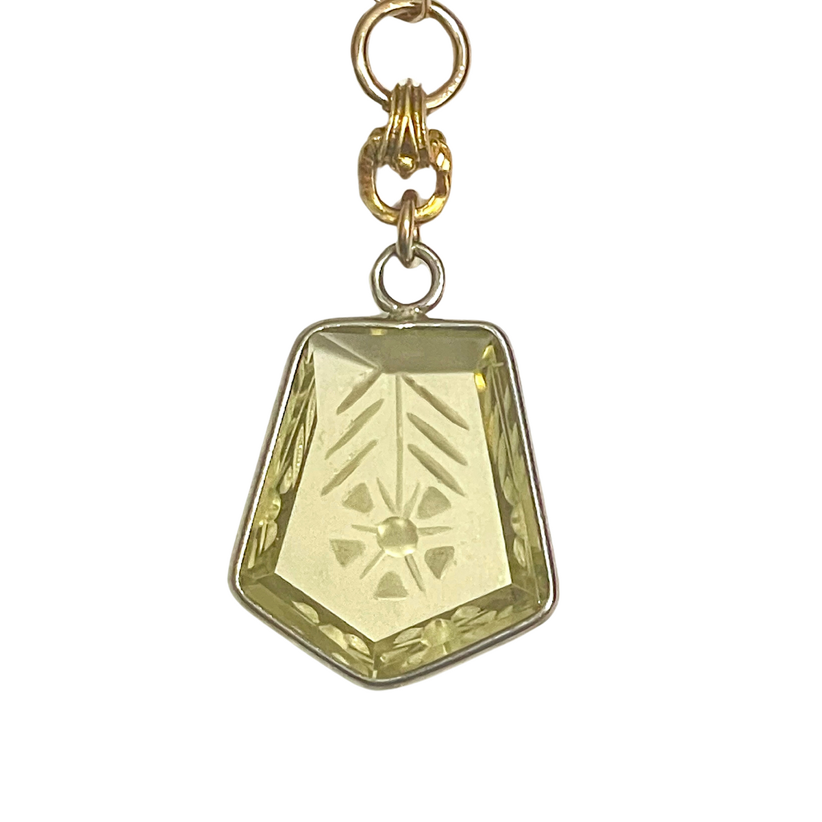 Floral Carved Lemon Topaz Pendant with Two-Tone Bezel – Sterling, Verm ...