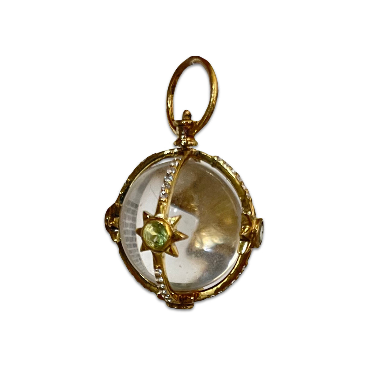Caged Stone Orb Vignette-Celestial Sphere Pendant with White Topaz Cag ...